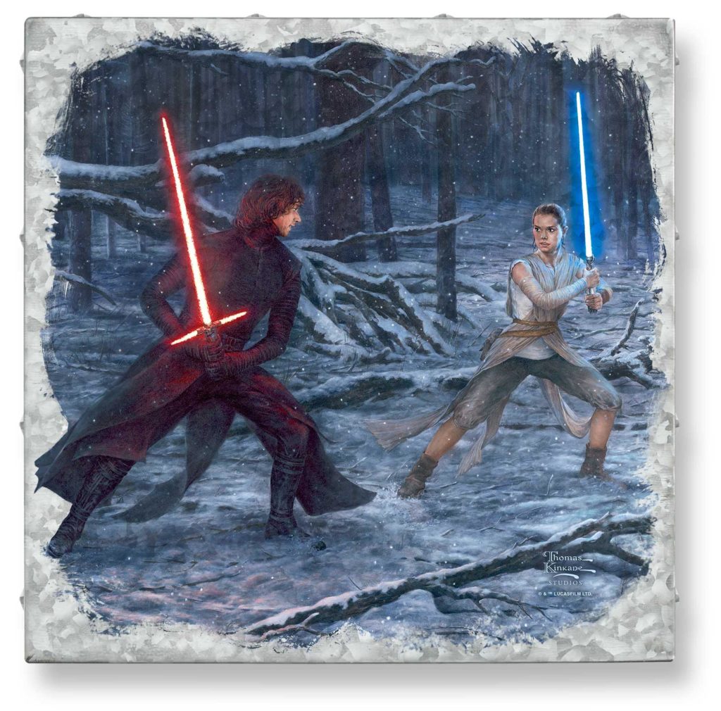 The Duel: Rey vs. Ren – 14″ x 14″ Metal Box Art - LightHouse Galleries